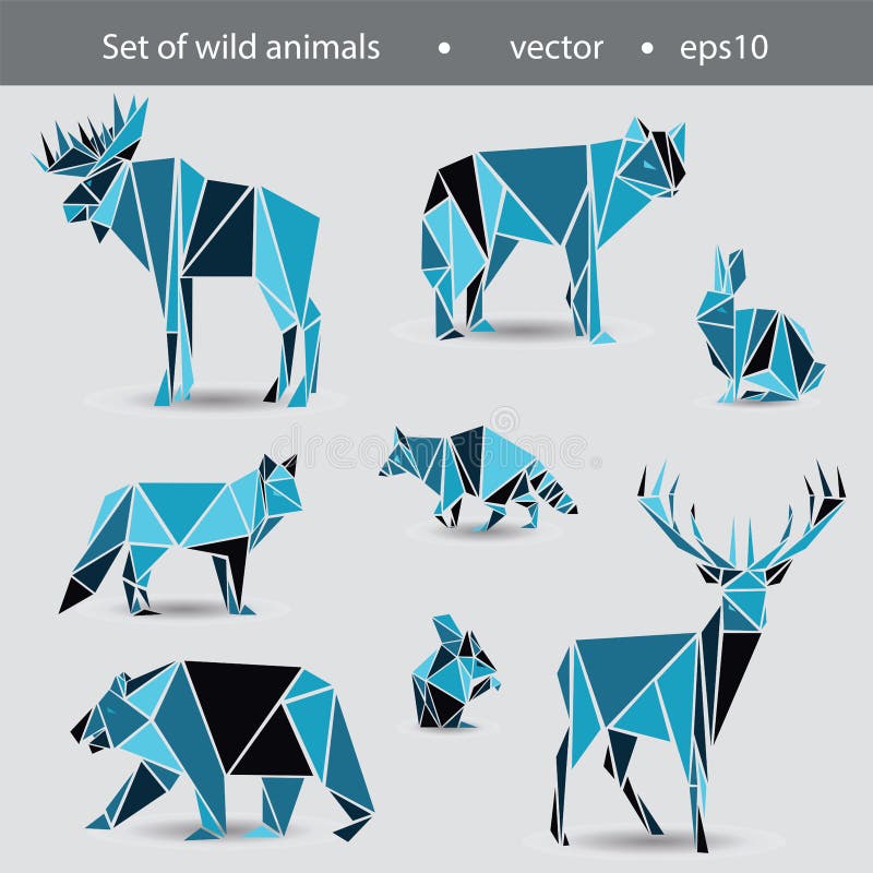 A Set of Eight Animals. Wild Animals in the Flat Graphics. Illus Stock ...