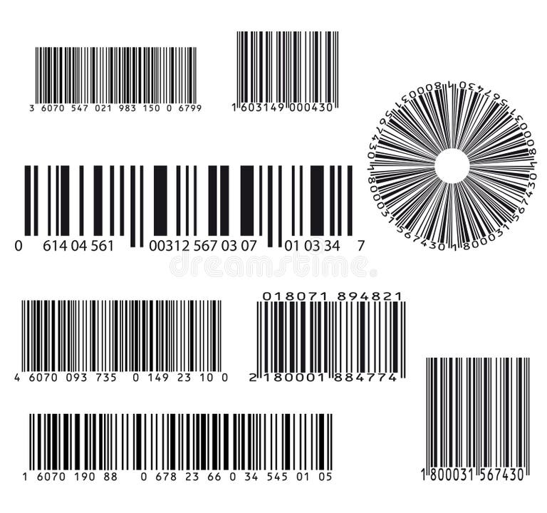 Set of eight barcode stock vector. Illustration of data - 62981888