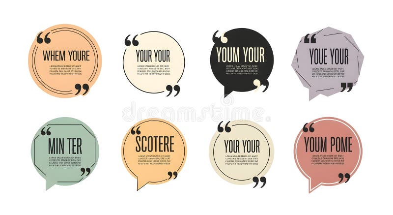 Set of Eight Colorful Quote Bubbles, Various Shapes, Design Elements ...
