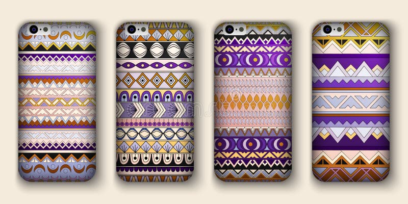 Set of Eight Covers for Your Mobile Phone. Vector Decorative Ethnic ...
