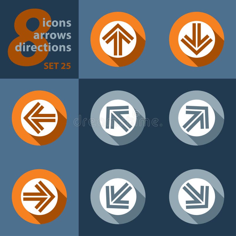 Set of Eight Icons - with Arrows Stock Vector - Illustration of grey ...