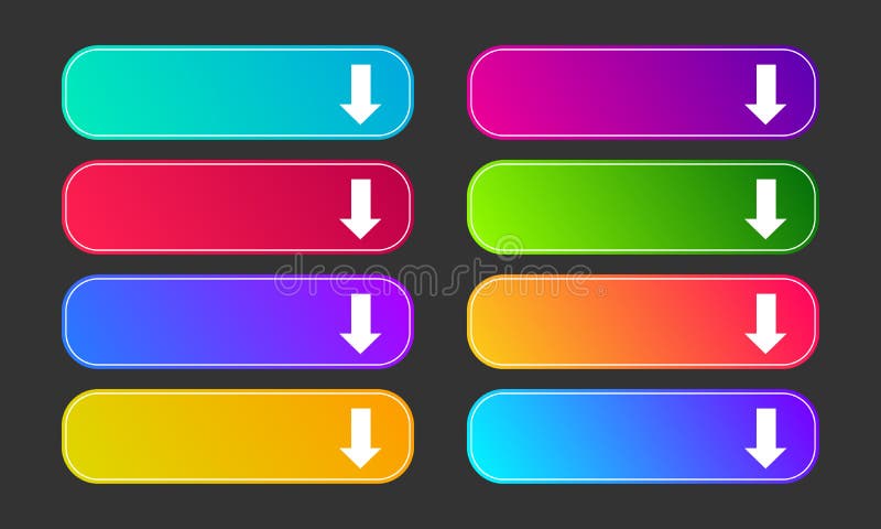 Set of Eight Modern Gradient Buttons with Arrows Stock Vector ...