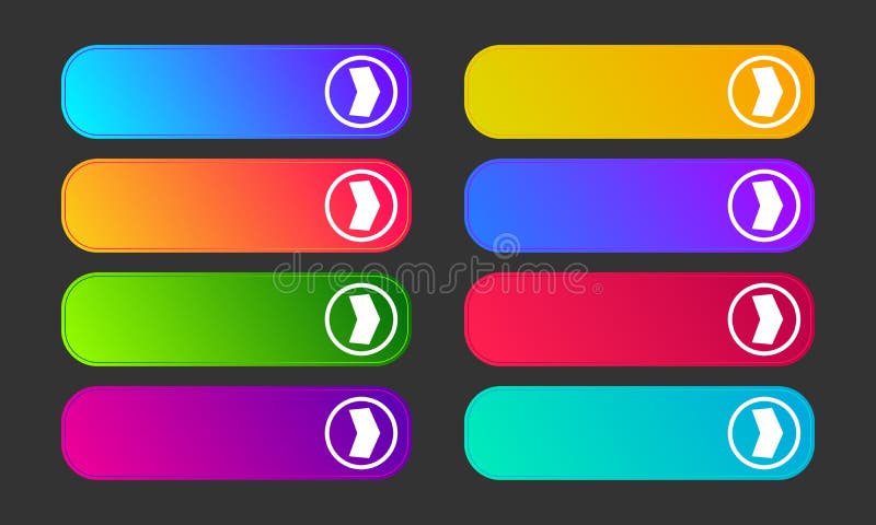 Set of Eight Modern Gradient Buttons with Arrows Stock Vector ...