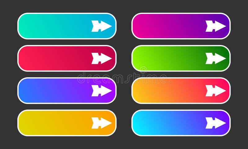 Set of Eight Modern Gradient Buttons with Arrows Stock Vector ...