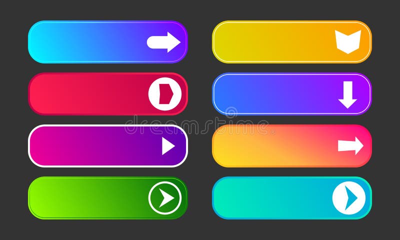 Set of Eight Modern Gradient Buttons with Arrows Stock Vector ...