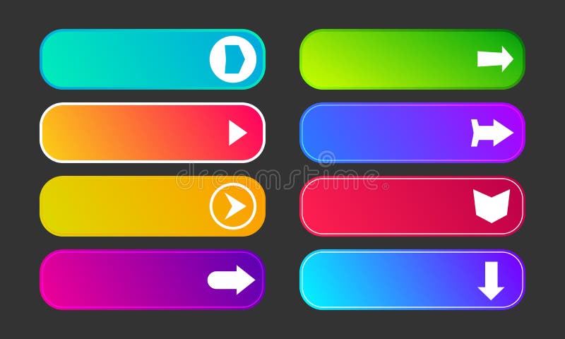 Set of Eight Modern Gradient Buttons with Arrows Stock Vector ... Set of Eight Modern Gradient Buttons with Arrows Stock Vector ...