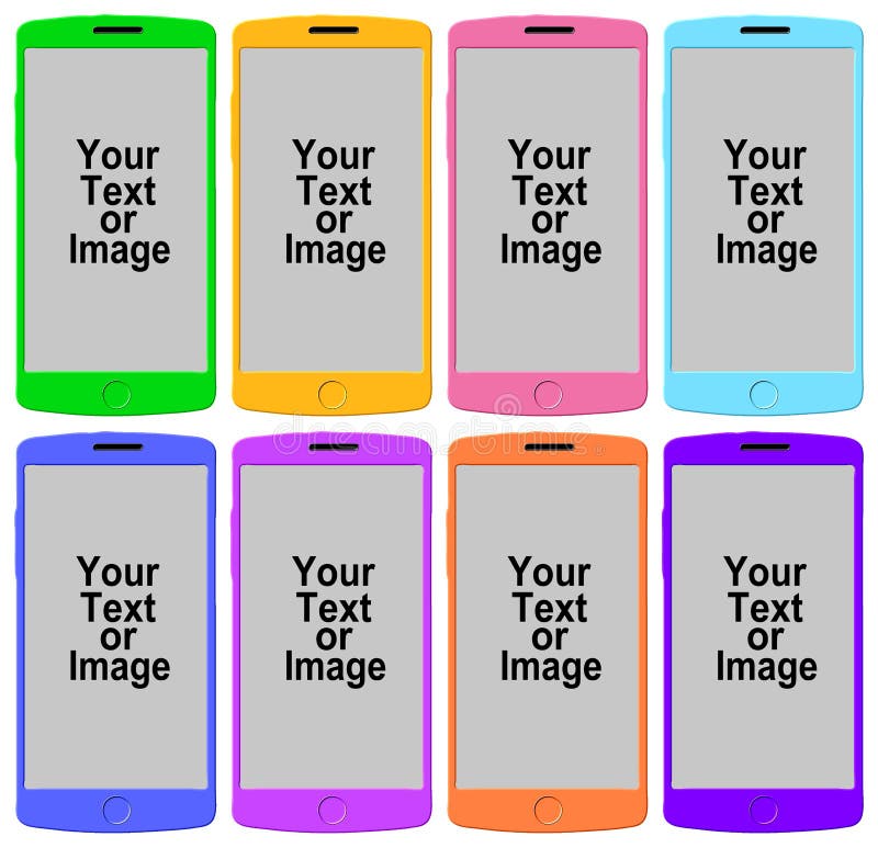 Set of Eight Smartphone Templates Stock Illustration - Illustration of ...