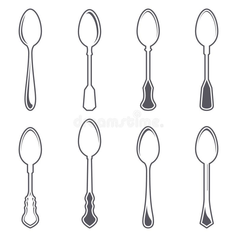 Set of Eight Tablespoons Vector Stock Vector - Illustration of setting ...
