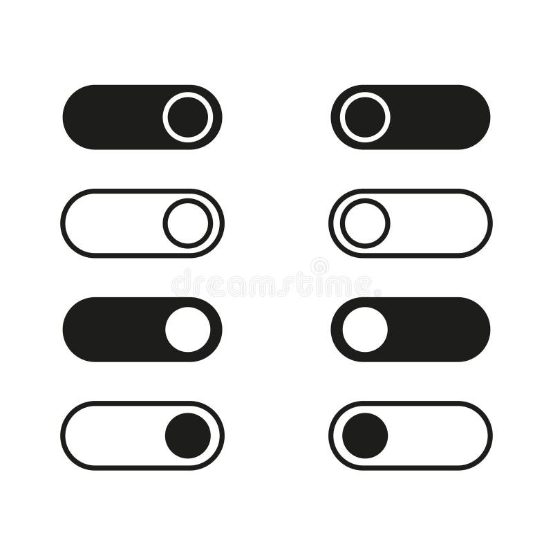 Set of Eight Toggle Switch Icons. Black and White Vector Controls ... Set of Eight Toggle Switch Icons. Black and White Vector Controls ...