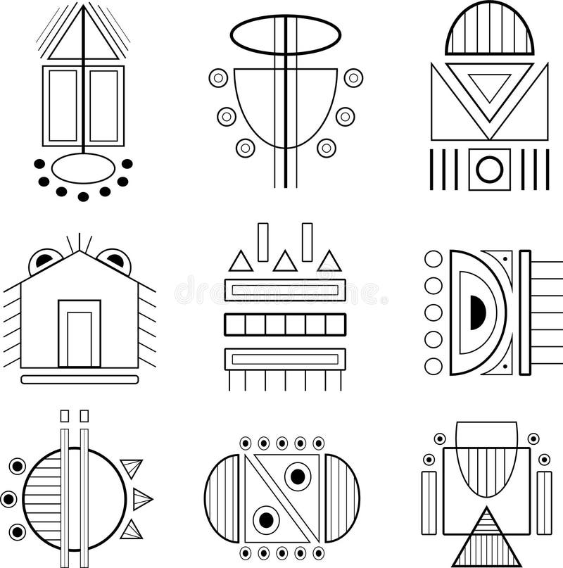 Set of eight tribal icons stock vector. Illustration of lines - 166184904