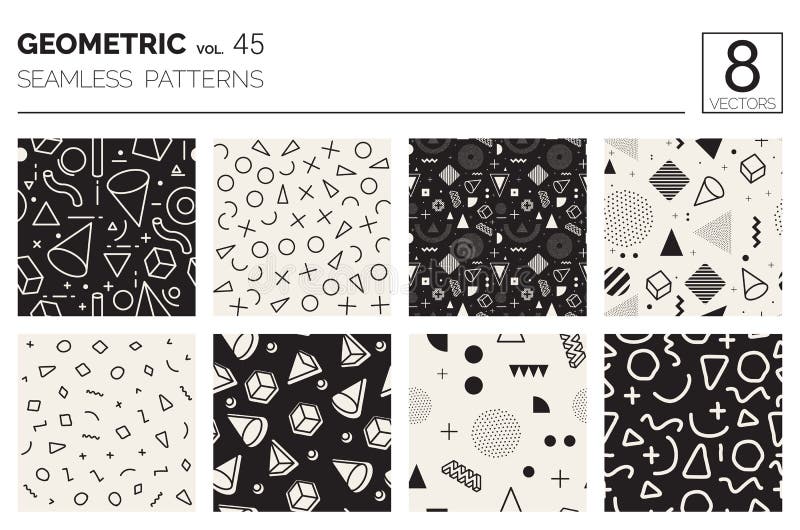 Minimal Geometric Seamless Patterns Set Stock Vector - Illustration of ...
