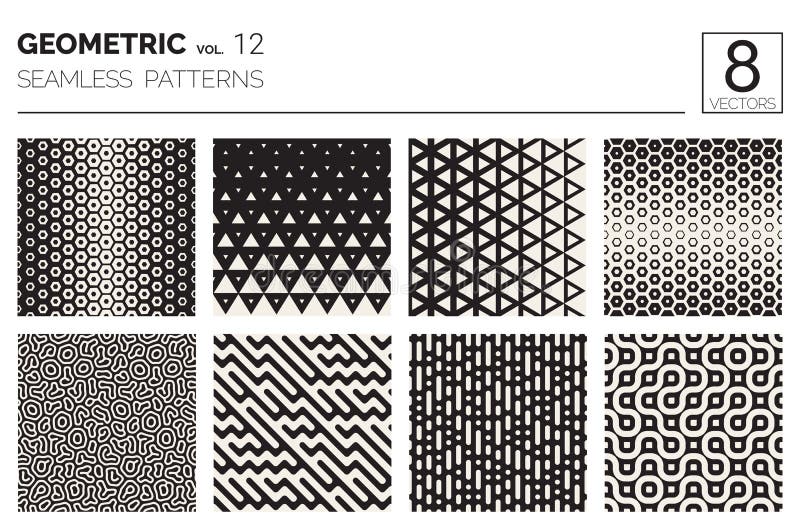 Minimal Geometric Seamless Patterns Set Stock Vector - Illustration of ...