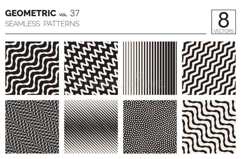 Minimal Geometric Seamless Patterns Set Stock Vector - Illustration of ...