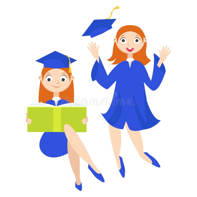 Set Ein Absolvent Mit Einem Diplom Vektor Abbildung - Illustration von ...