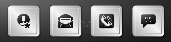 Set Elected Employee, Mail and E-mail, Telephone Handset and Sad Smile ...