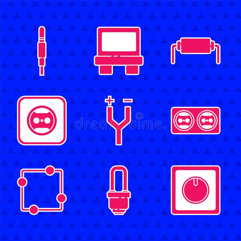 Set Electric Cable, LED Light Bulb, Switch, Electrical Outlet, Circuit ...