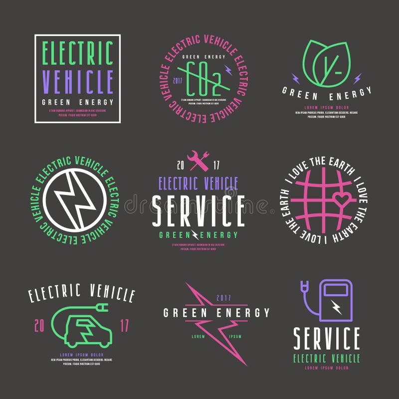 Set of electric car labels stock vector. Illustration of modern - 84861021
