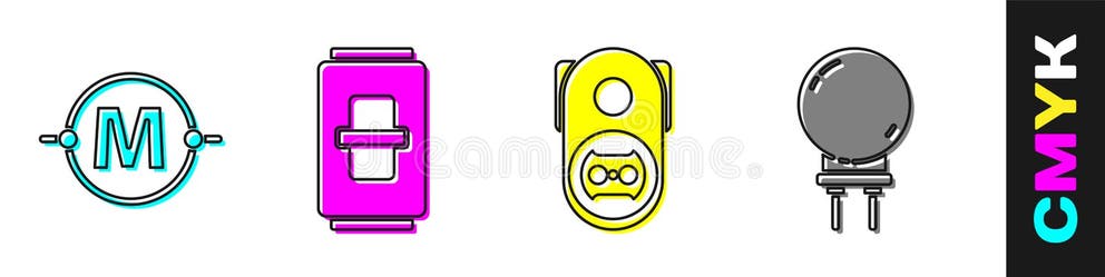 Set Electric Circuit Scheme, Electric Light Switch, Electrical Outlet ...