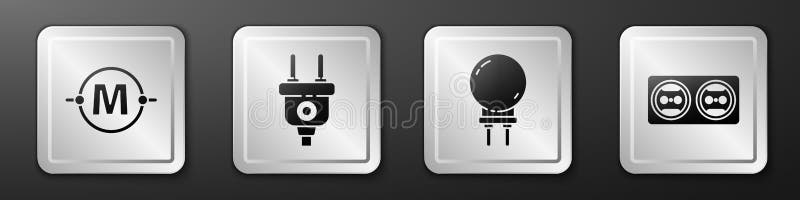 Set Electric Circuit Scheme, Electric Plug, Light Emitting Diode and ...