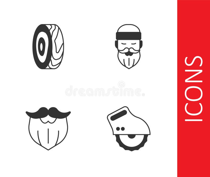 Set Electric Circular Saw, Tree Rings, Mustache and Beard and ...