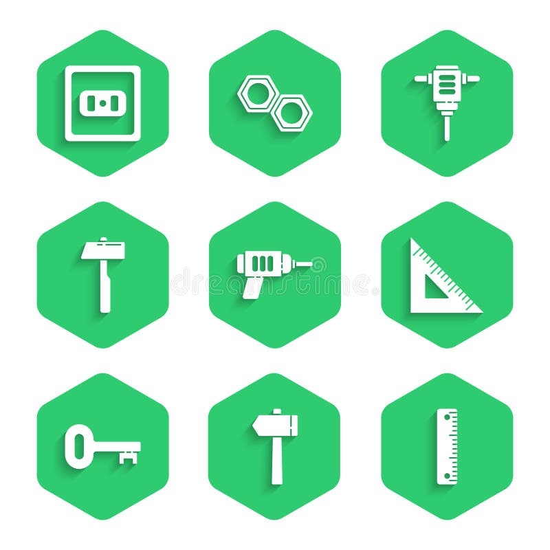 Hammer and Ruler Outline Icon Stock Vector - Illustration of pixel ...