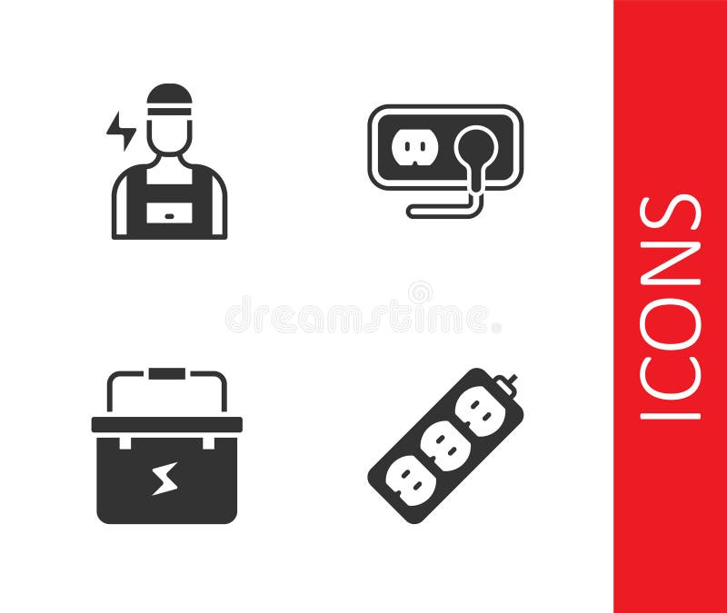 Set Electric Extension, Electrician, Toolbox Electrician and Electrical ...