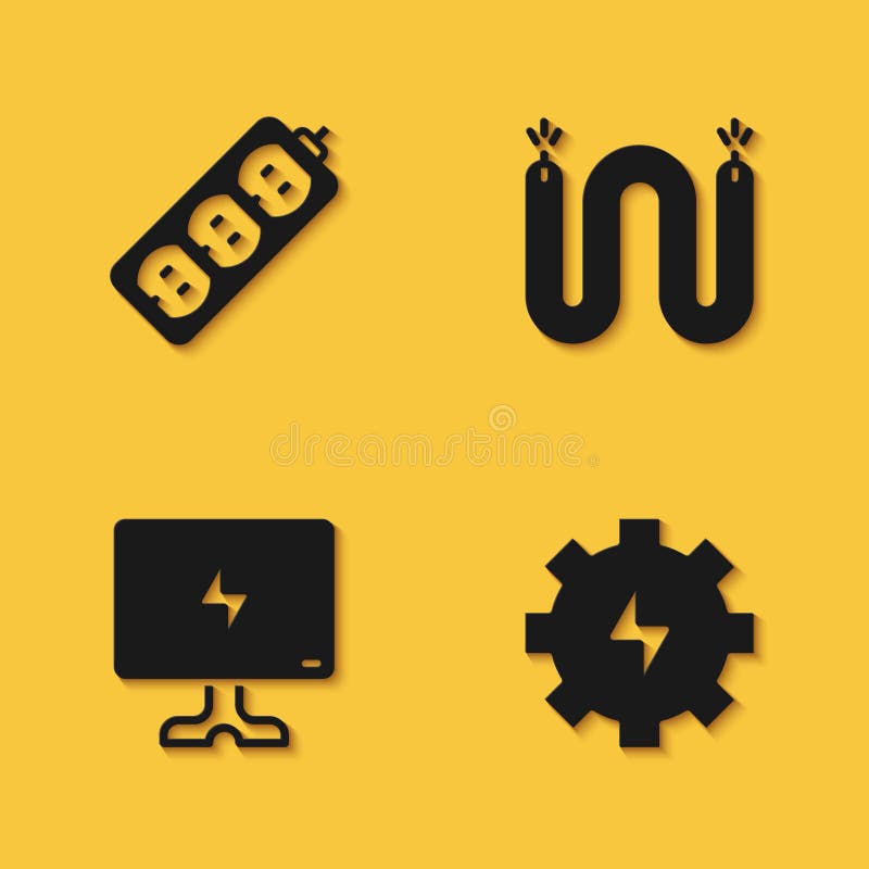 Set Electric Extension, Gear and Lightning, Smart Tv and Cable Icon ...