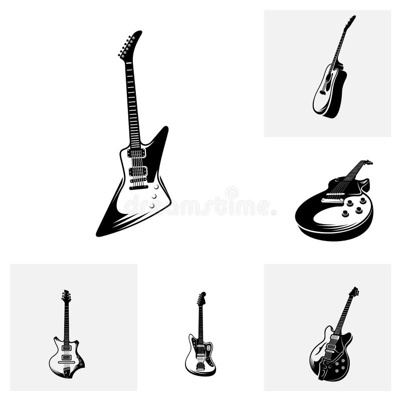 Set of Electric Guitar Design Vector Template. Simple Set of Electric ...