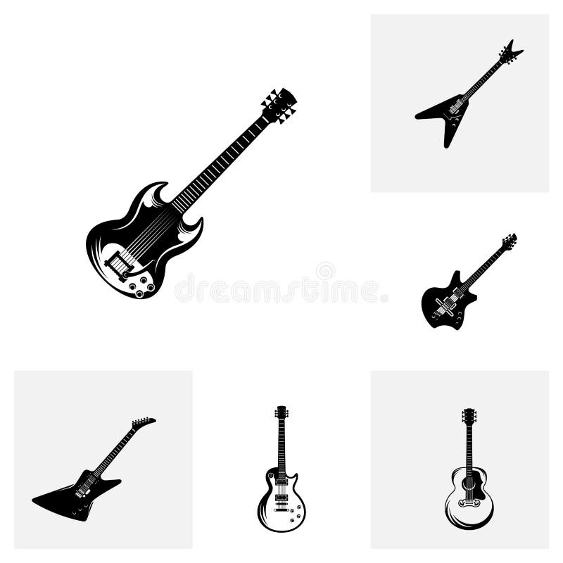 Set of Electric Guitar Design Vector Template. Simple Set of Electric ...