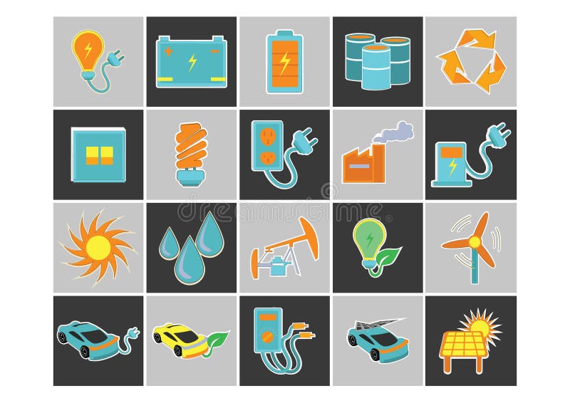 Set of Electric Icons. Vector Illustration Decorative Design Stock ...