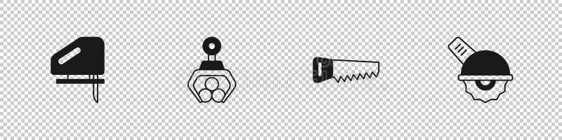 Set Electric Jigsaw, Grapple Crane Grabbed Log, Hand and Circular Icon ...