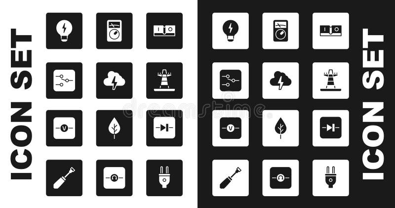 Set Electric Light Switch, Cloud and Lightning, Switch Electronic ...