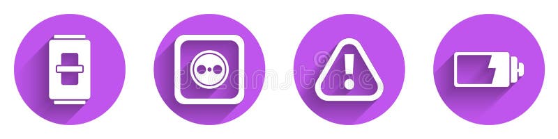 Set Electric Light Switch, Electrical Outlet, Exclamation Mark in ...