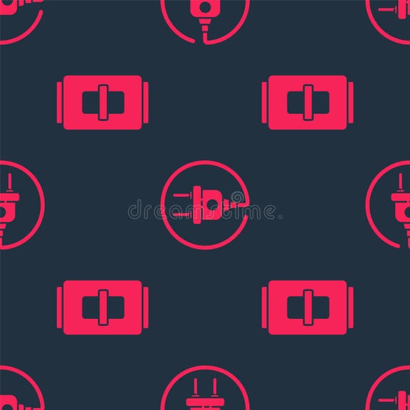 Set Electric Light Switch and Electric Plug on Seamless Pattern. Vector ...