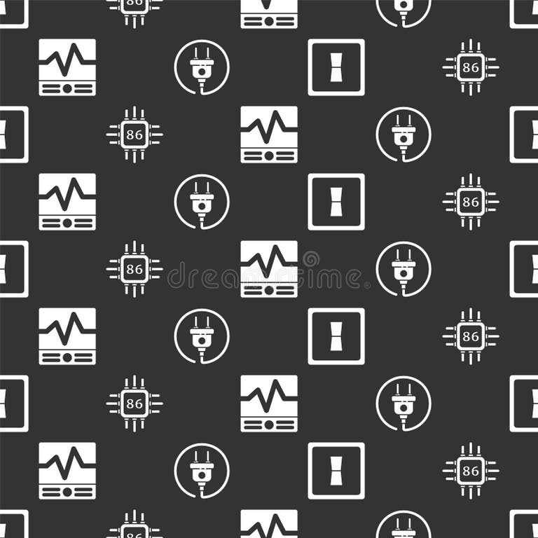 Set Electric Light Switch, Processor with Microcircuits CPU, Electrical Measuring Instruments ...