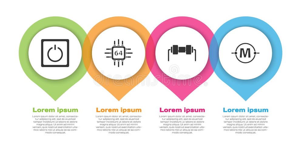 Set Electric Light Switch, Processor with Microcircuits CPU, Resistor Electricity and Electric ...