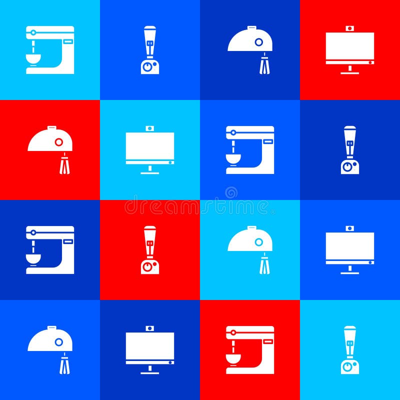 Set Electric Mixer, Blender, and Computer Monitor Icon. Vector Stock ...