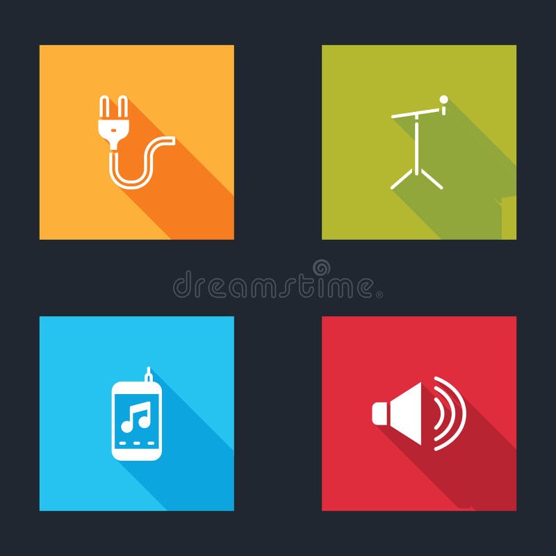 Set Electric Plug, Microphone with Stand, Music Player and Speaker ...