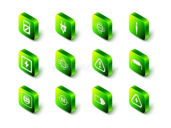 Set Electric Plug, Processor with Microcircuits CPU, Audio Jack ...