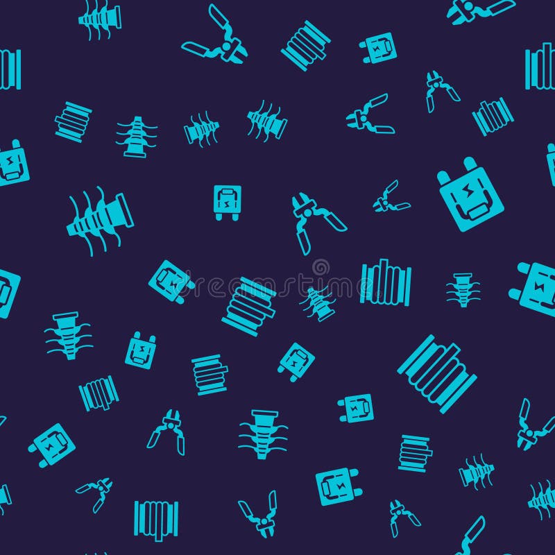 Set Electric Tower Line, Electrical Panel, Pliers Tool and Wire ...