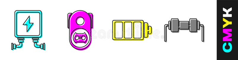 Set Electric Transformer, Electrical Outlet, Battery Charge Level ...