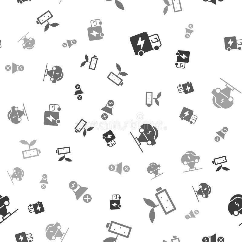 Set Electric Truck, Eco Nature Leaf Battery, Car and Motor on Seamless ...