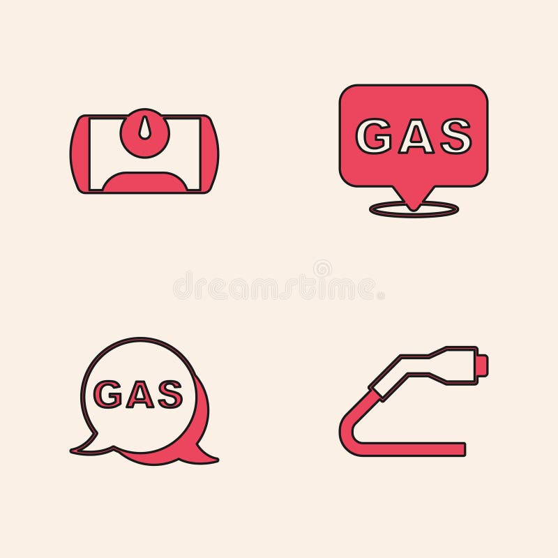 Set Electrical Cable Plug Charging, Gas Tank for Vehicle, Location and ...