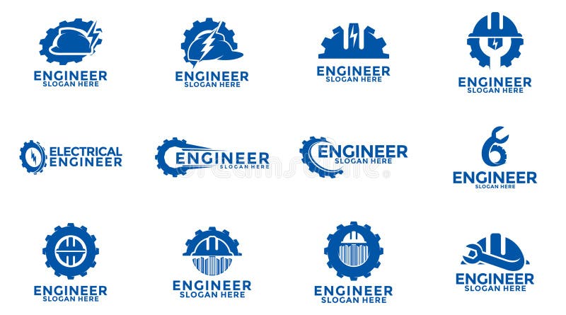 Set of Electrical Engineering Logo, Engineering Construction Logo ...