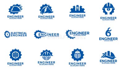 Set of Electrical Engineering Logo, Engineering Construction Logo ...