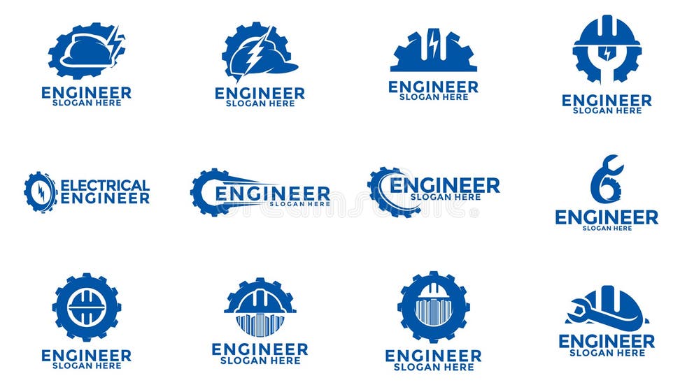 Set of Electrical Engineering Logo, Engineering Construction Logo ...