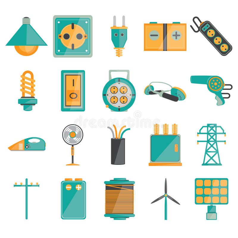 Set of Electrical Icons. Vector Illustration Decorative Design Stock ...