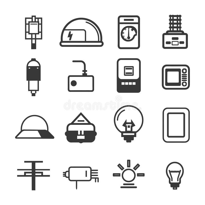 Collection of Electrical Engineering Icons, Symbols, and Equipment ...