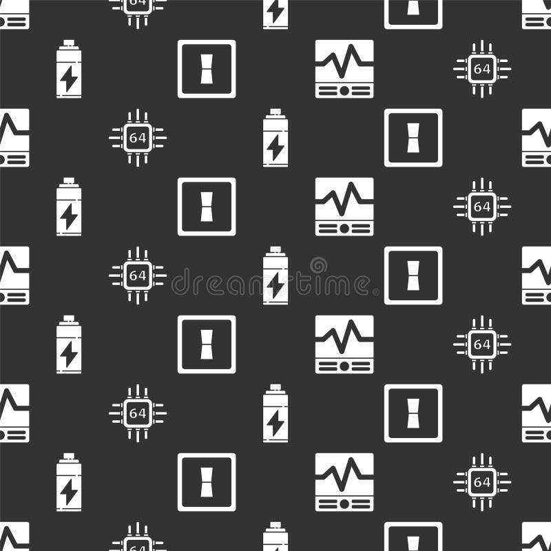 Set Electrical Measuring Instruments, Processor with Microcircuits CPU, Battery and Electric ...