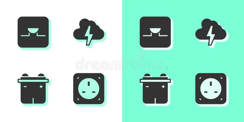 Set Electrical Outlet, Buzzer in Electronic Circuit, Car Battery and ...